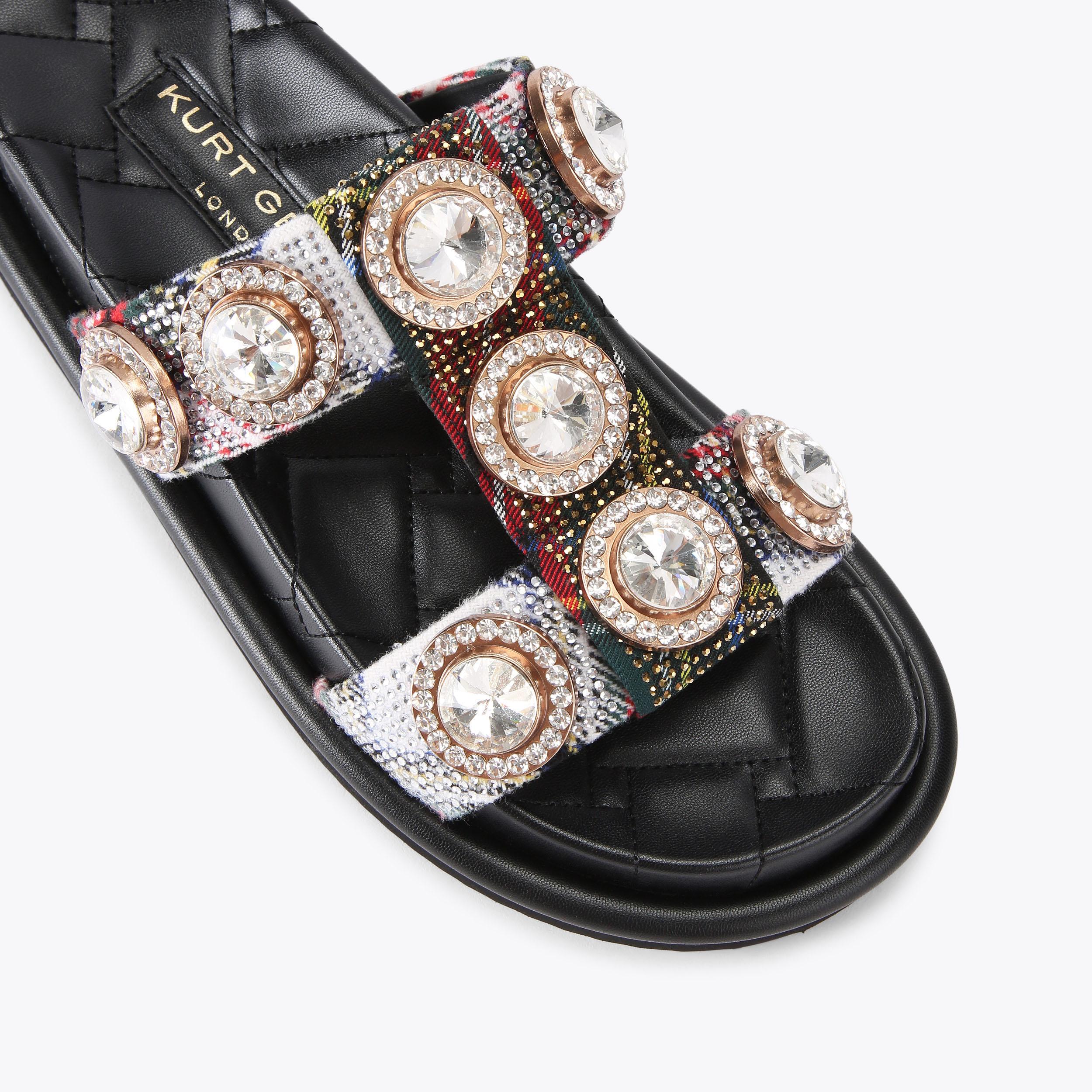 ORSON CRYSTAL SANDAL Tartan Fabric Sandals by KURT GEIGER LONDON