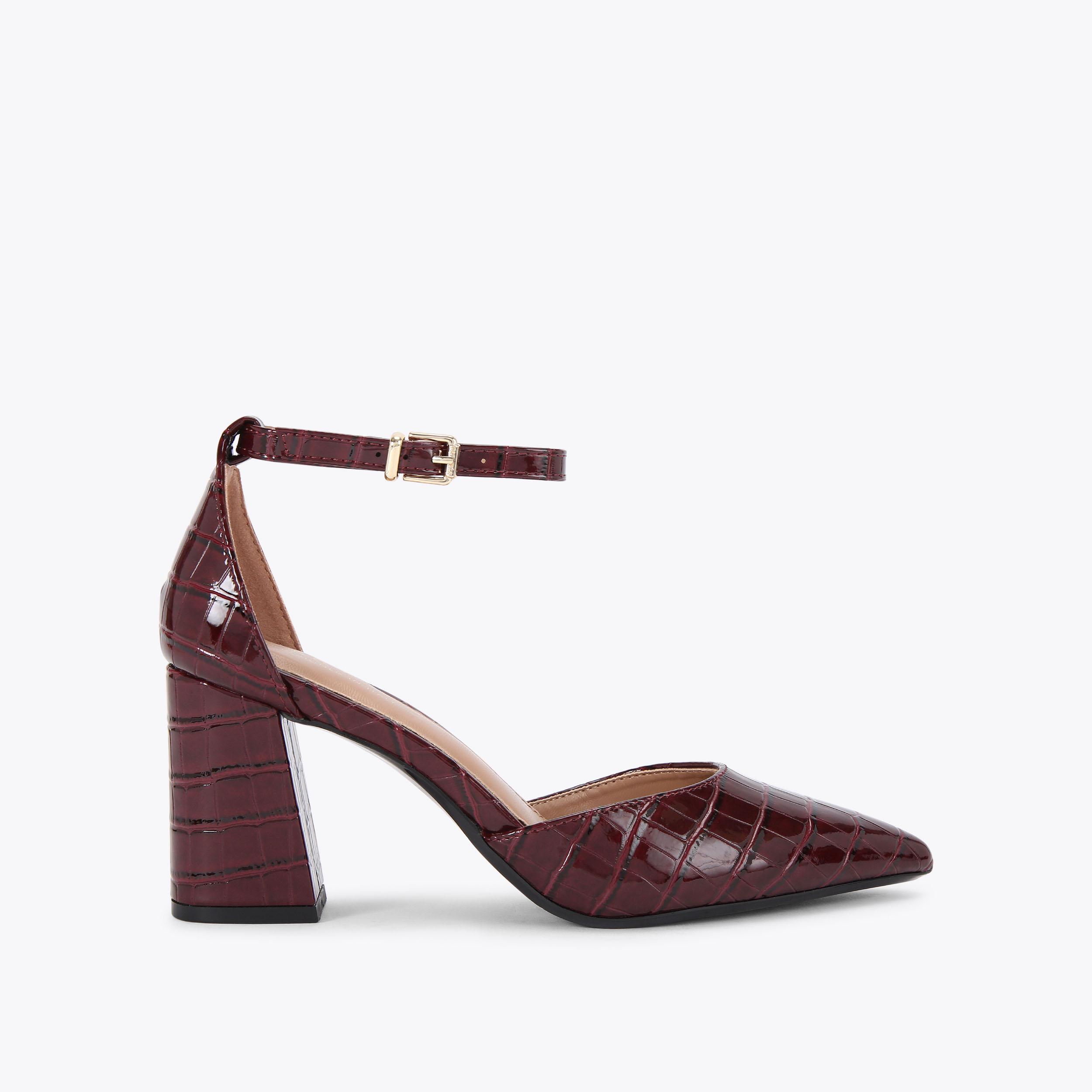 REFINED COURT Dark Red Croc Embossed Heel by CARVELA