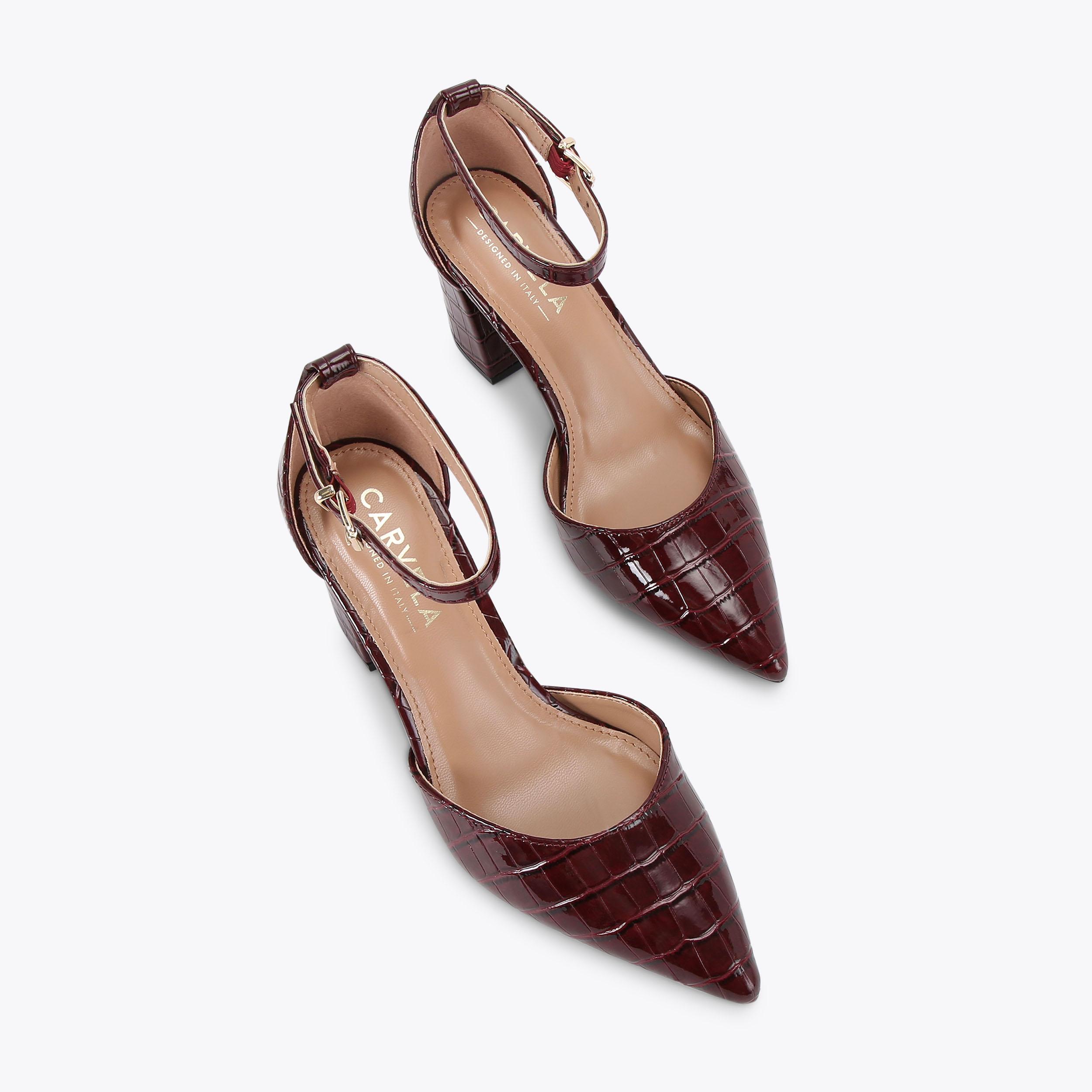 REFINED COURT Dark Red Croc Embossed Heel by CARVELA