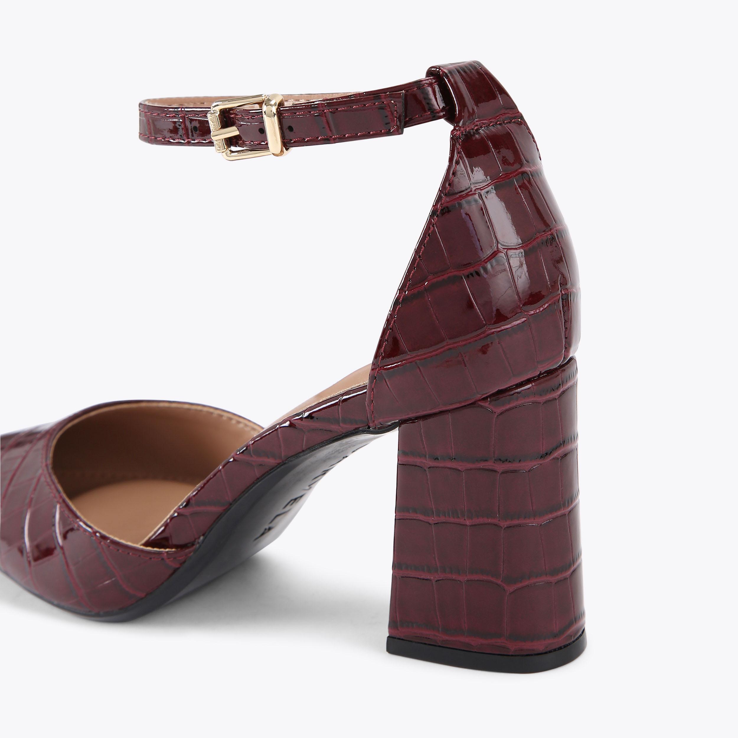 REFINED COURT Dark Red Croc Embossed Heel by CARVELA