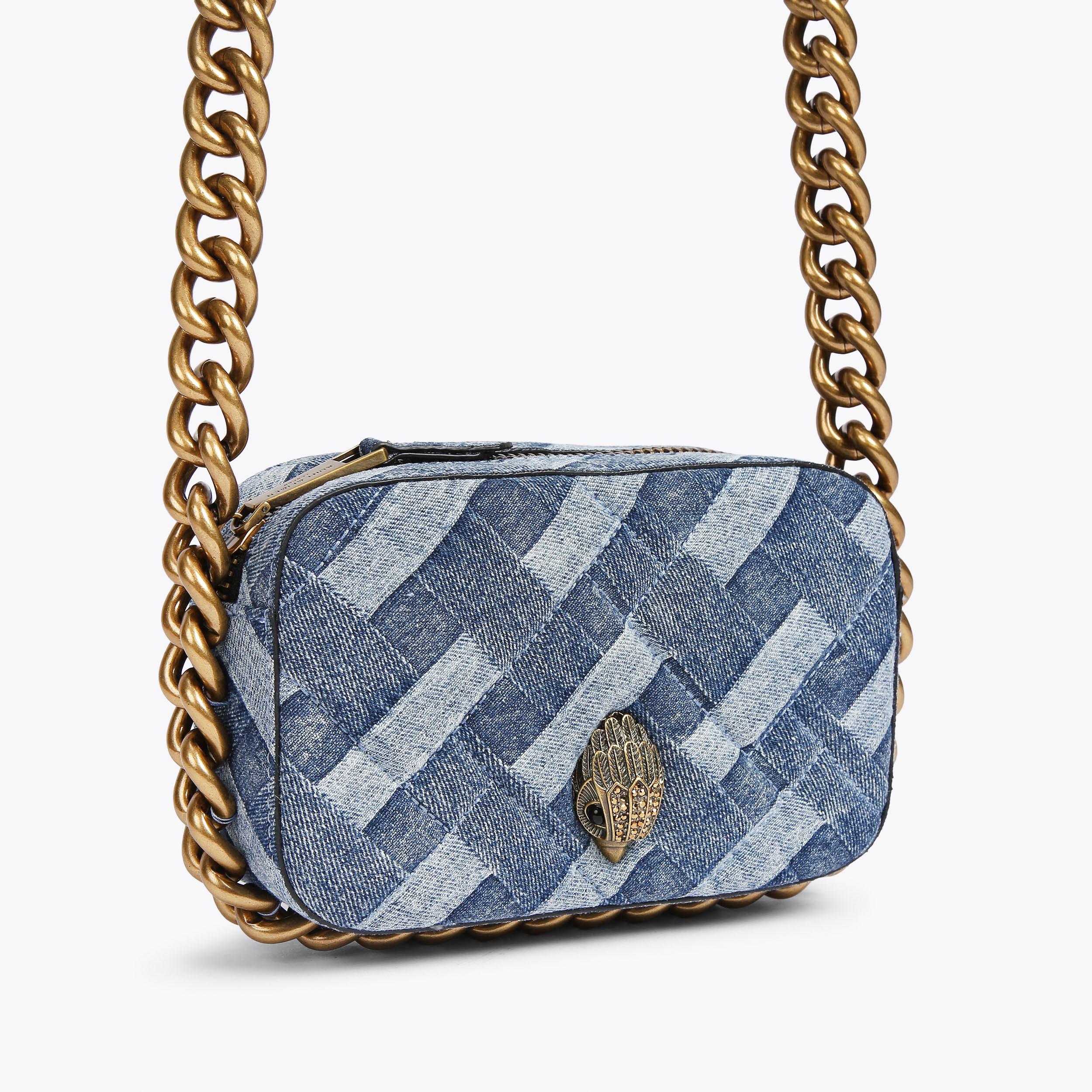 KENSINGTON SM CAMERA CH Blue Denim Quilted Cross Body Chain by KURT ...