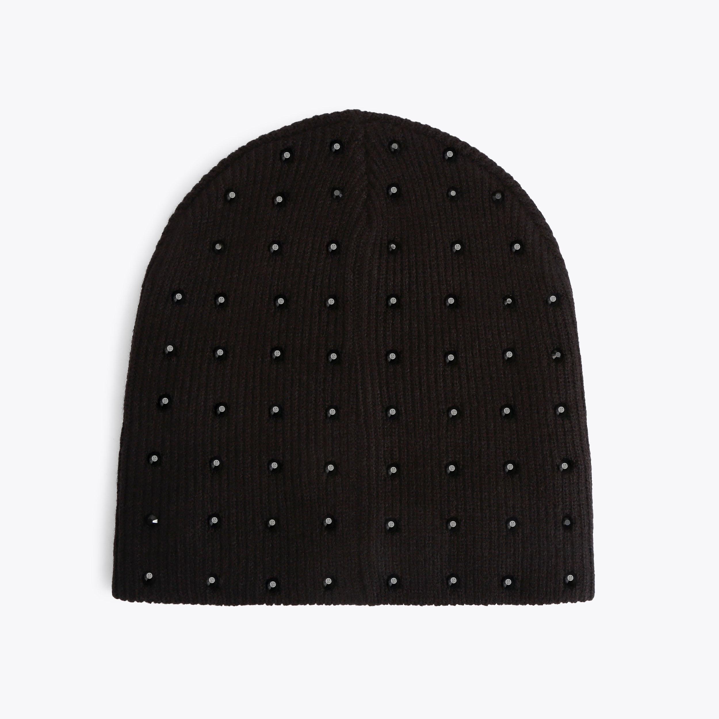 CRYSTAL HAT Black Crystal Beanie Hat by KURT GEIGER LONDON