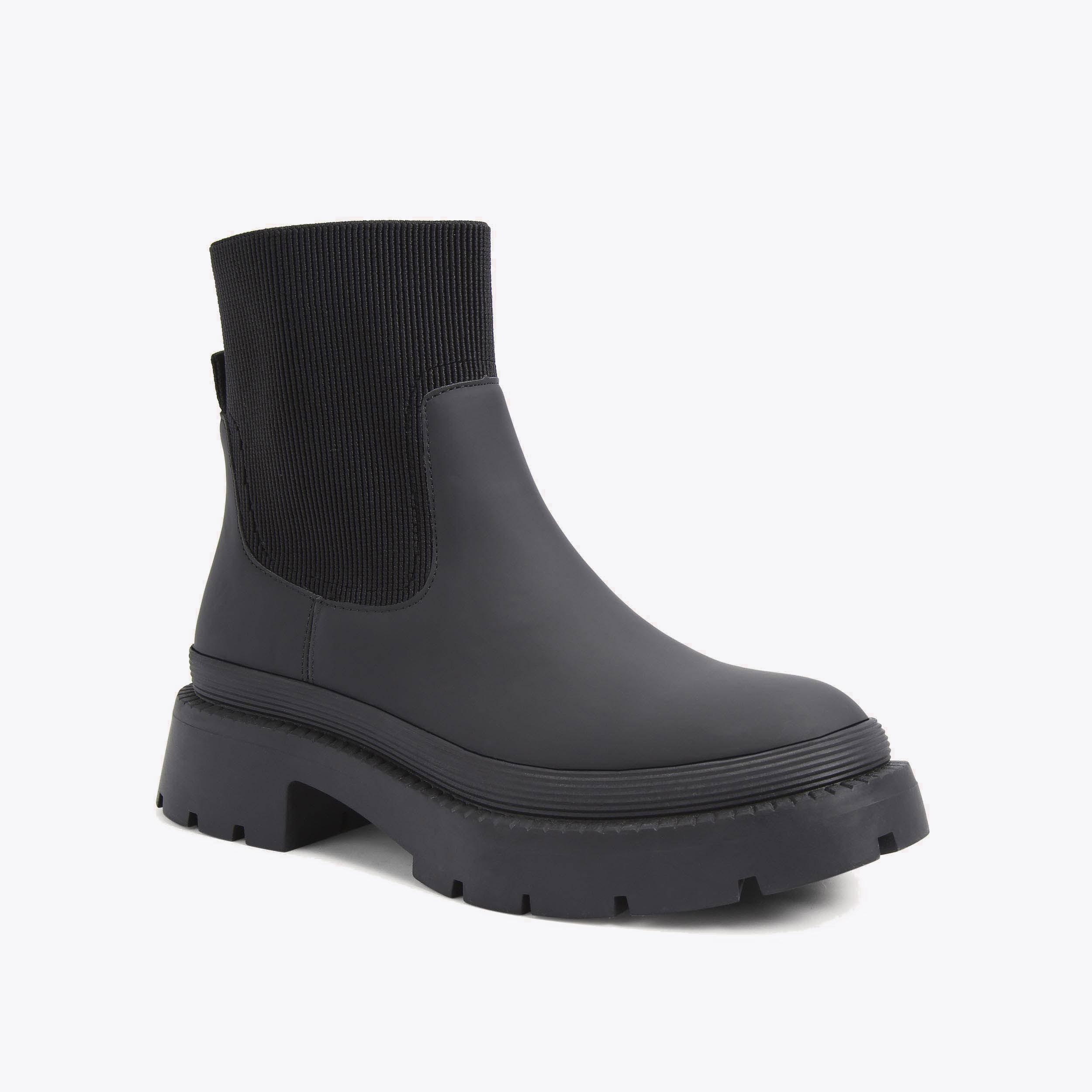 SPLASH ANKLE 2 Black Ankle Rain Boots Sole by CARVELA COMFORT