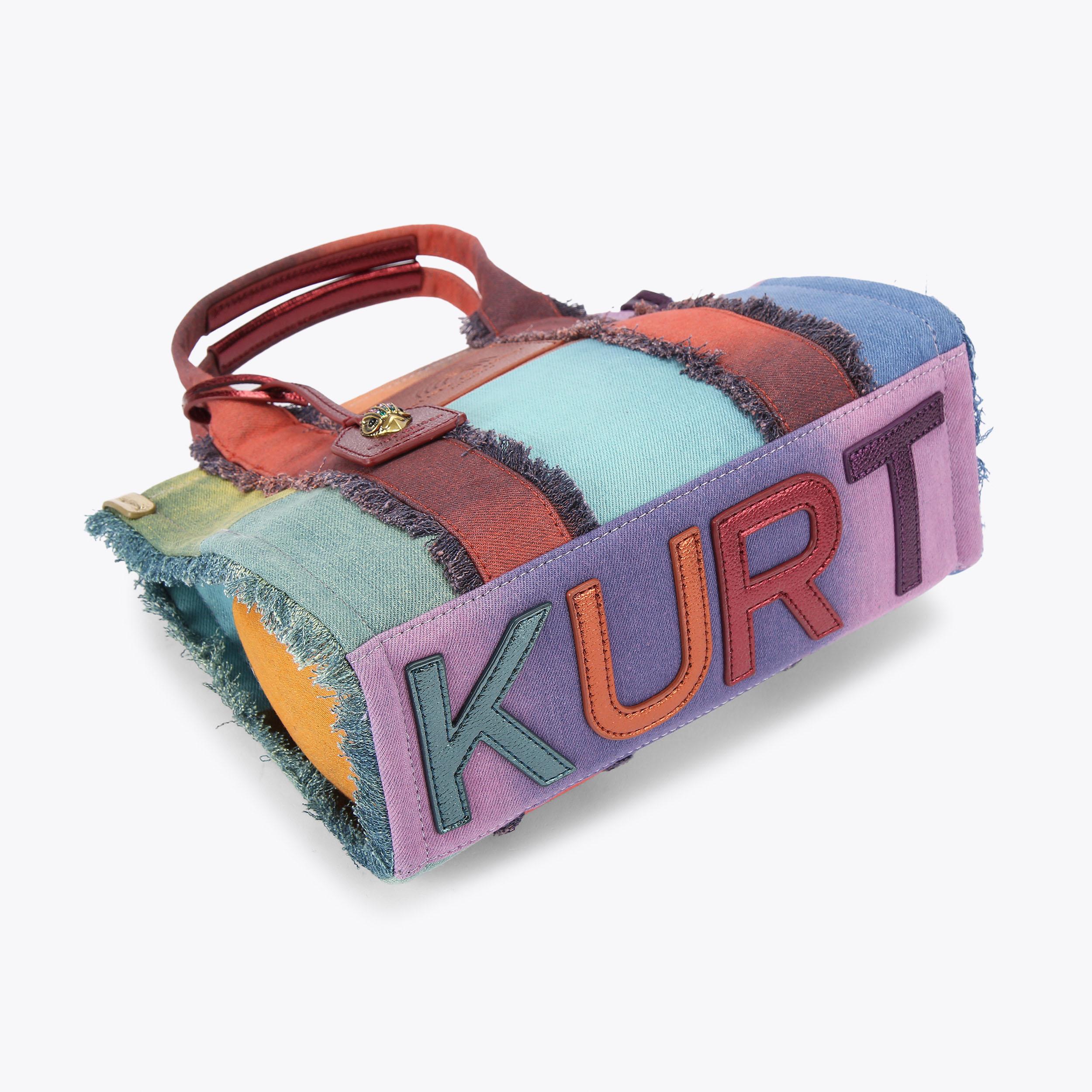 SMALL SOUTHBANK TOTE Denim Rainbow Frayed Tote Bag by KURT GEIGER LONDON