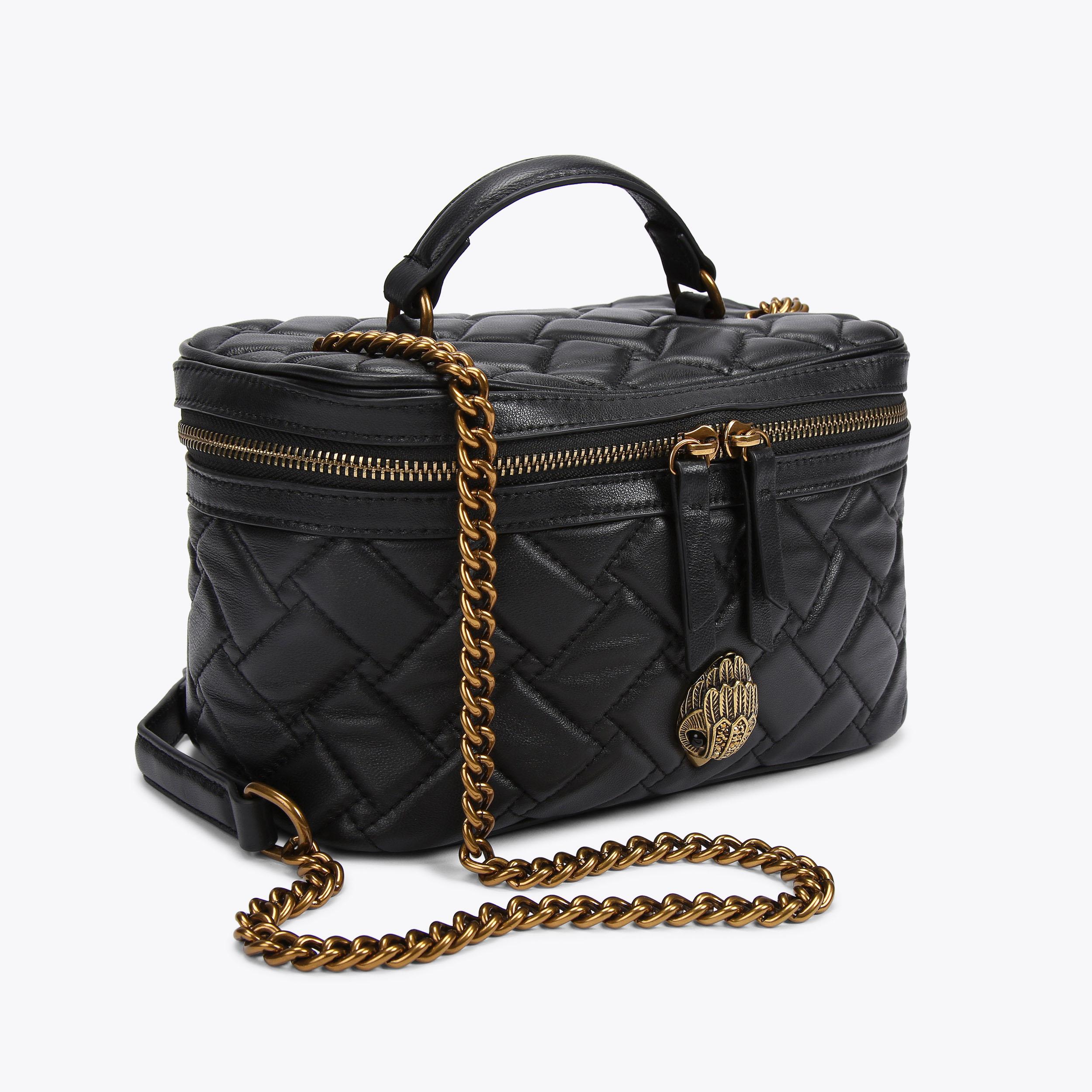 KENSINGTON VANITY CASE Black Leather Quilted Vanity Case by KURT GEIGER ...