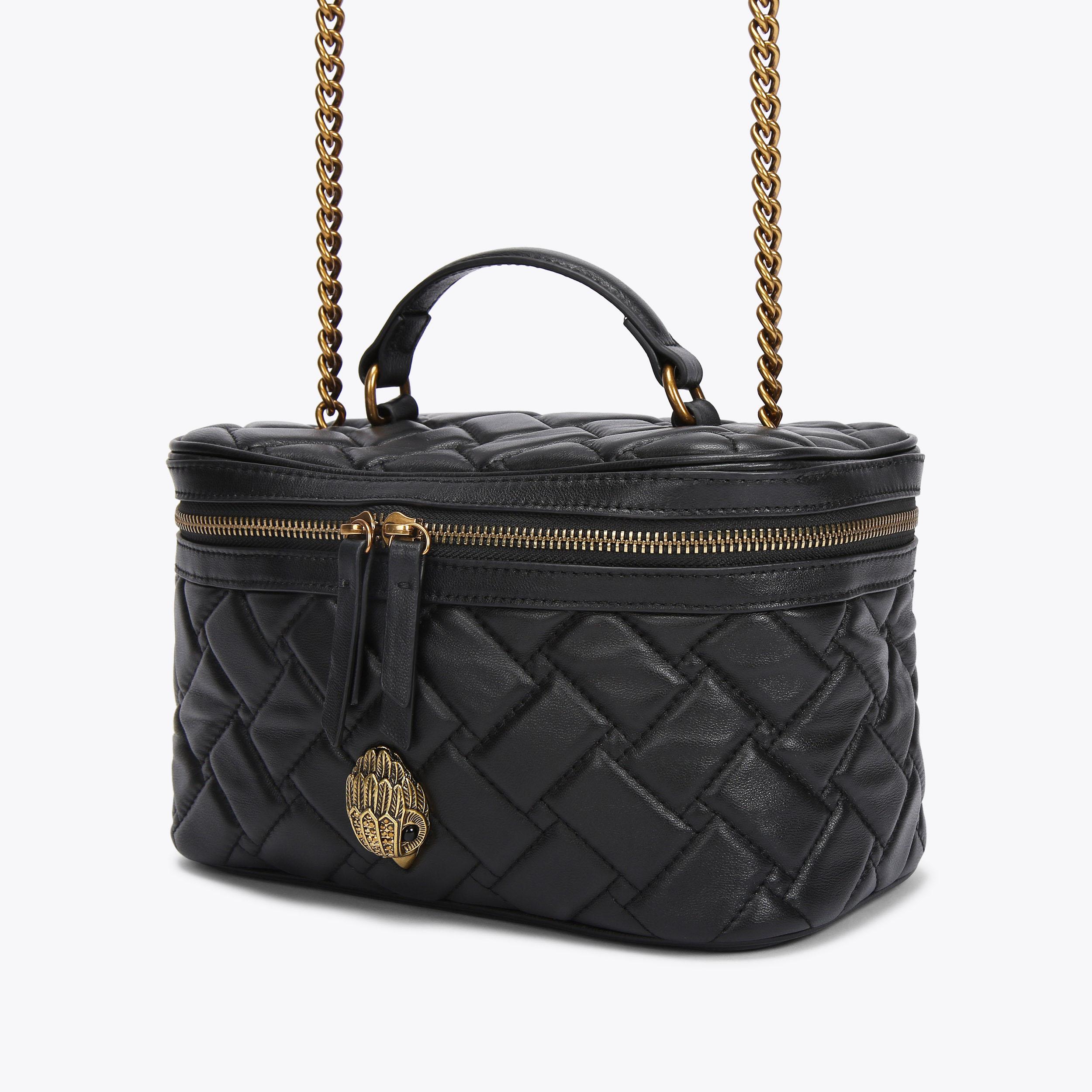 KENSINGTON VANITY CASE Black Leather Quilted Vanity Case by KURT GEIGER ...