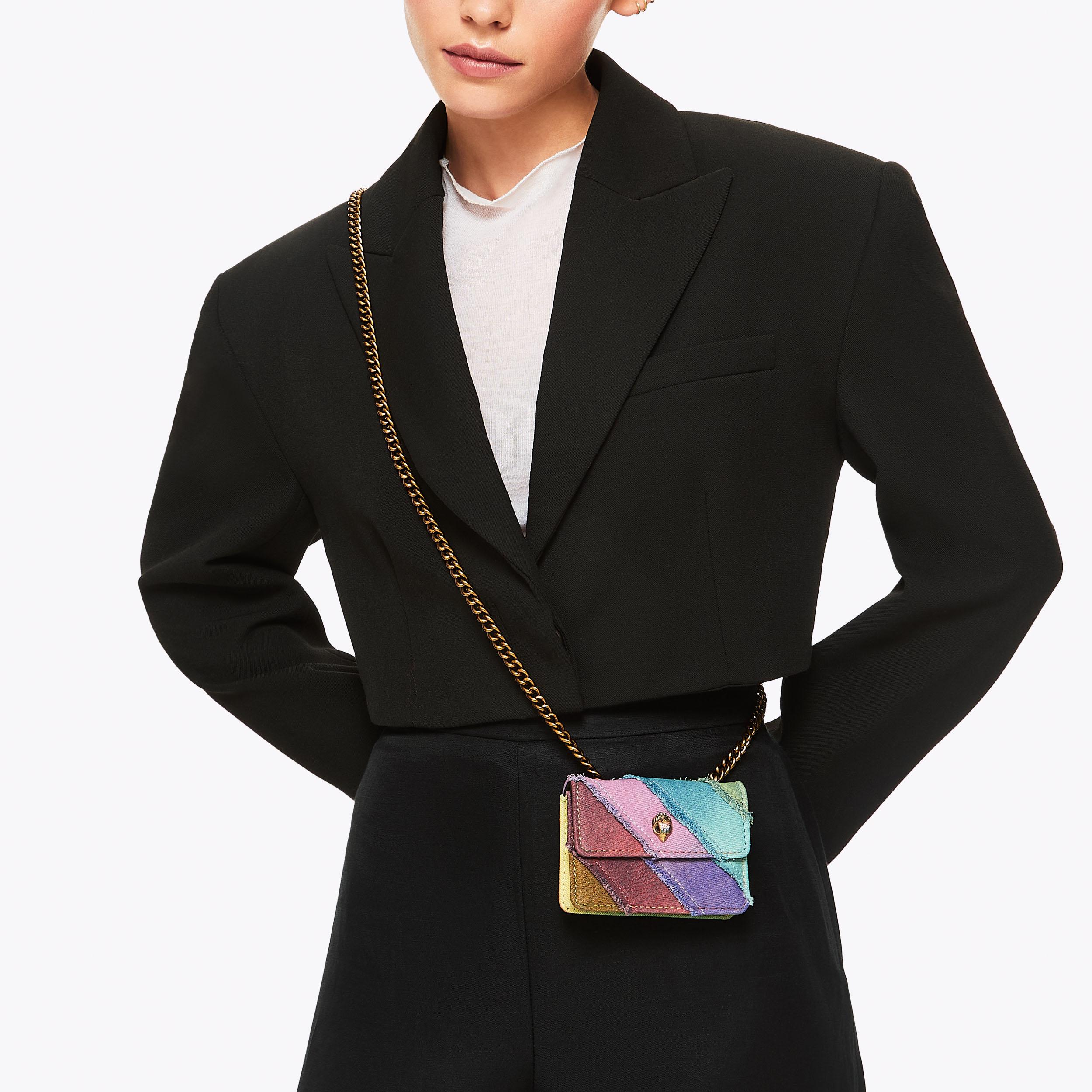 MICRO KENSINGTON Multi-Color Stripe Denim Mini Purse by KURT GEIGER LONDON