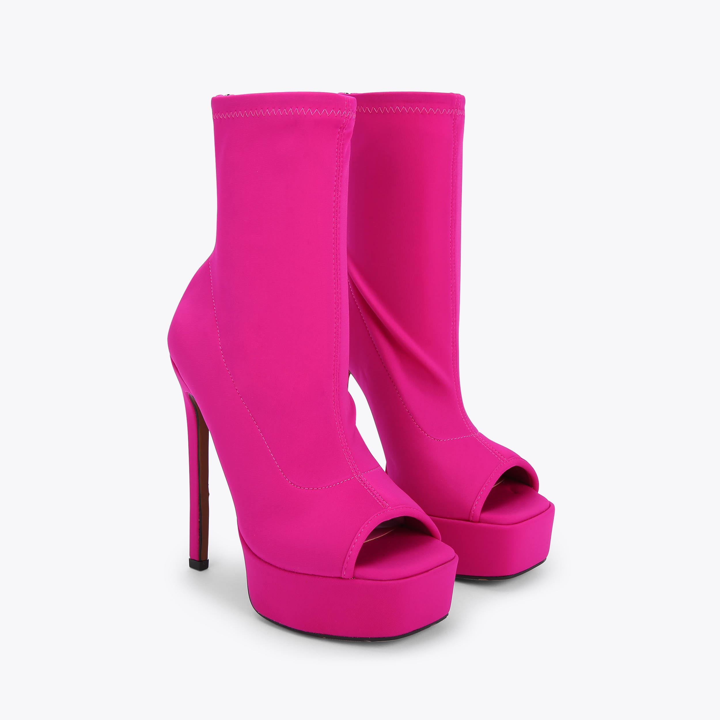 FLAME Pink Satin Platform Heel Sandals by KG KURT GEIGER