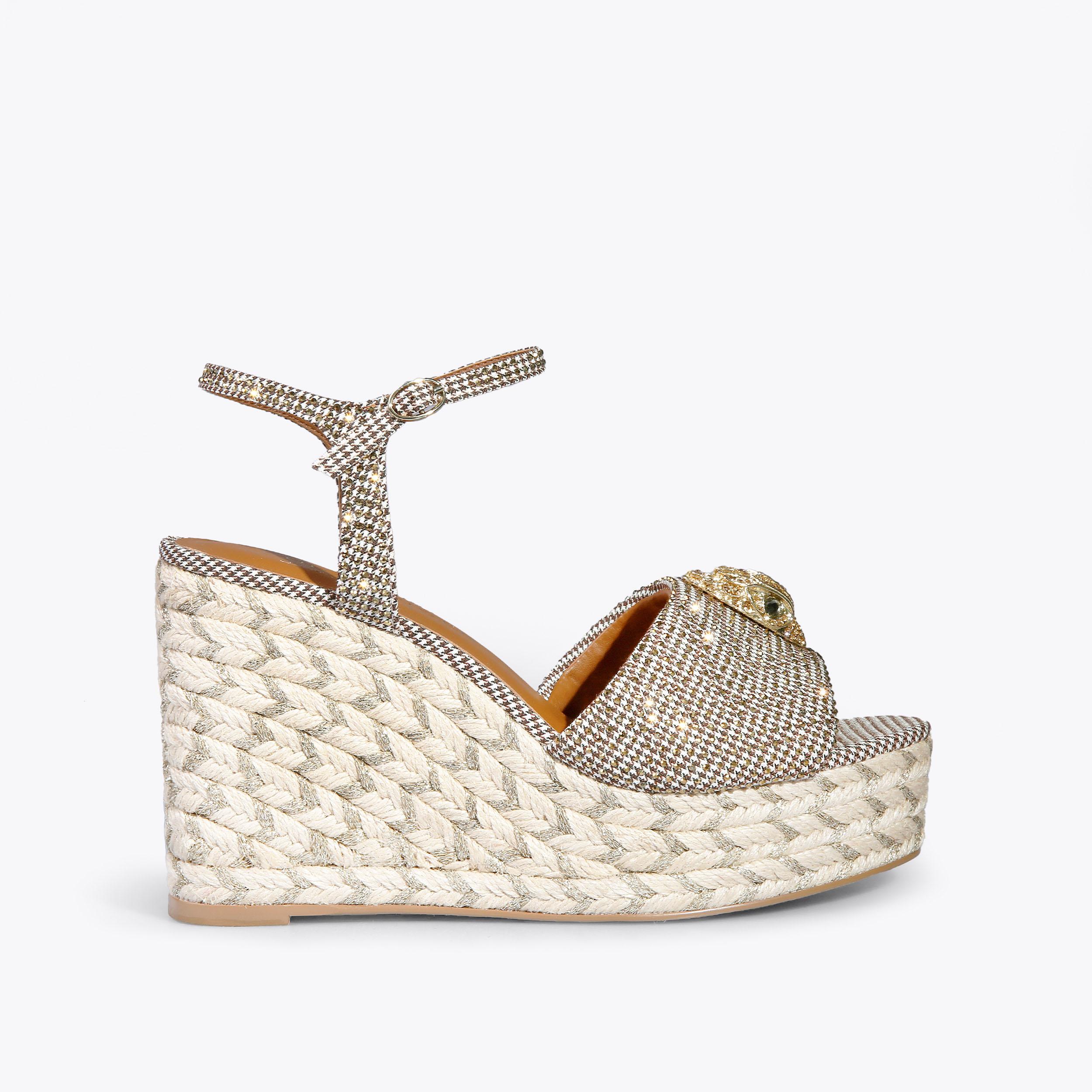 KENSINGTON ESPADRILLE WDG Brown Houndstooth Espadrille Heel by KURT ...