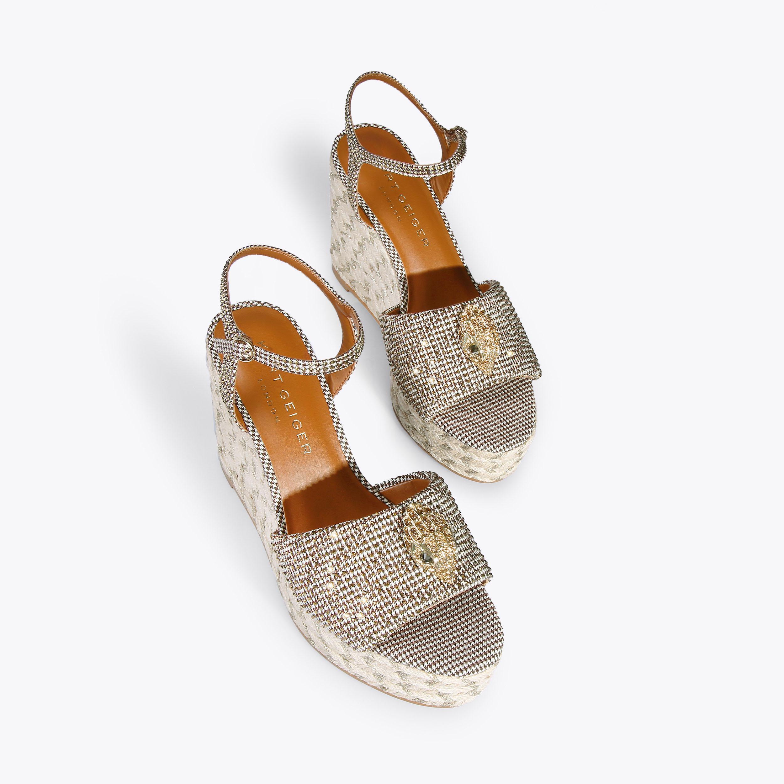 KENSINGTON ESPADRILLE WDG Brown Houndstooth Espadrille Heel by KURT ...