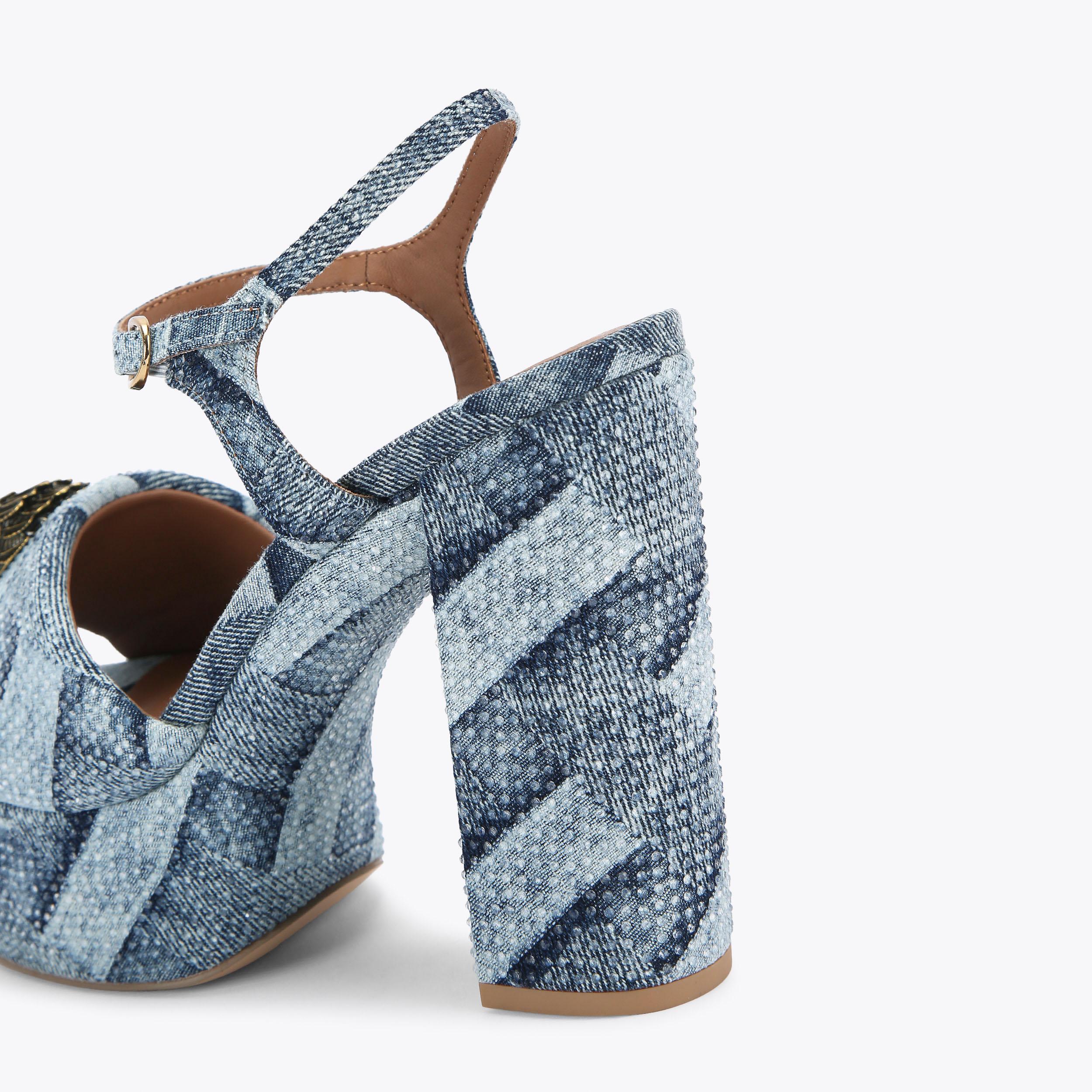 KENSINGTON PLATFORM SDL Denim Crystal Platform Heel by KURT GEIGER LONDON