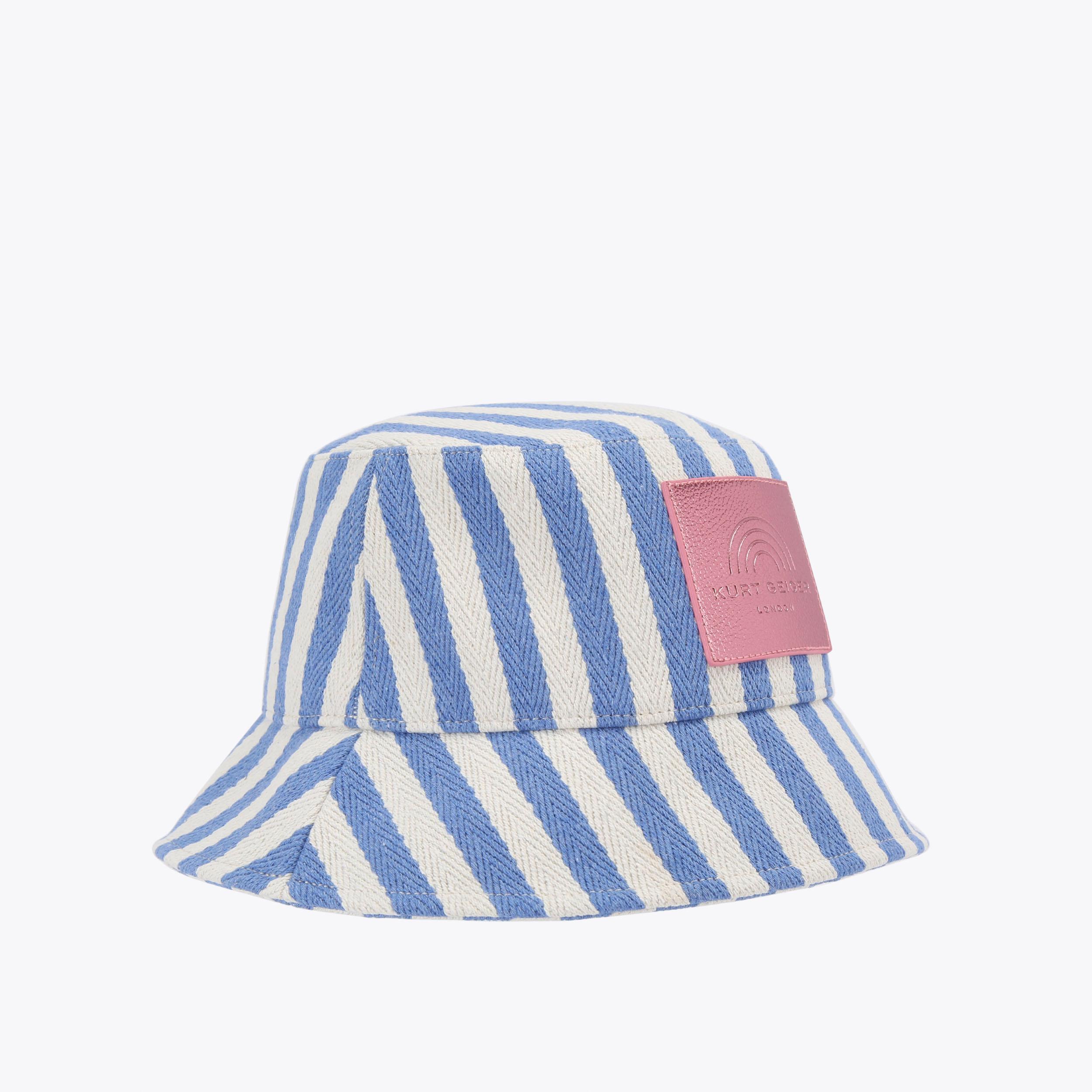 SOUTHBANK BUCKET HAT Blue Stripe Bucket Hat by KURT GEIGER LONDON